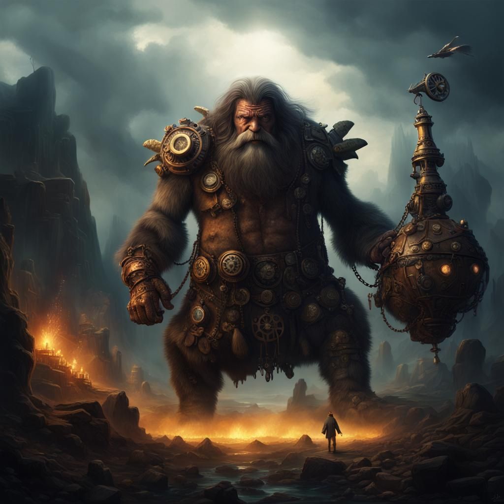 Giant Steampunk Caveman - AI Generated Artwork - NightCafe Creator
