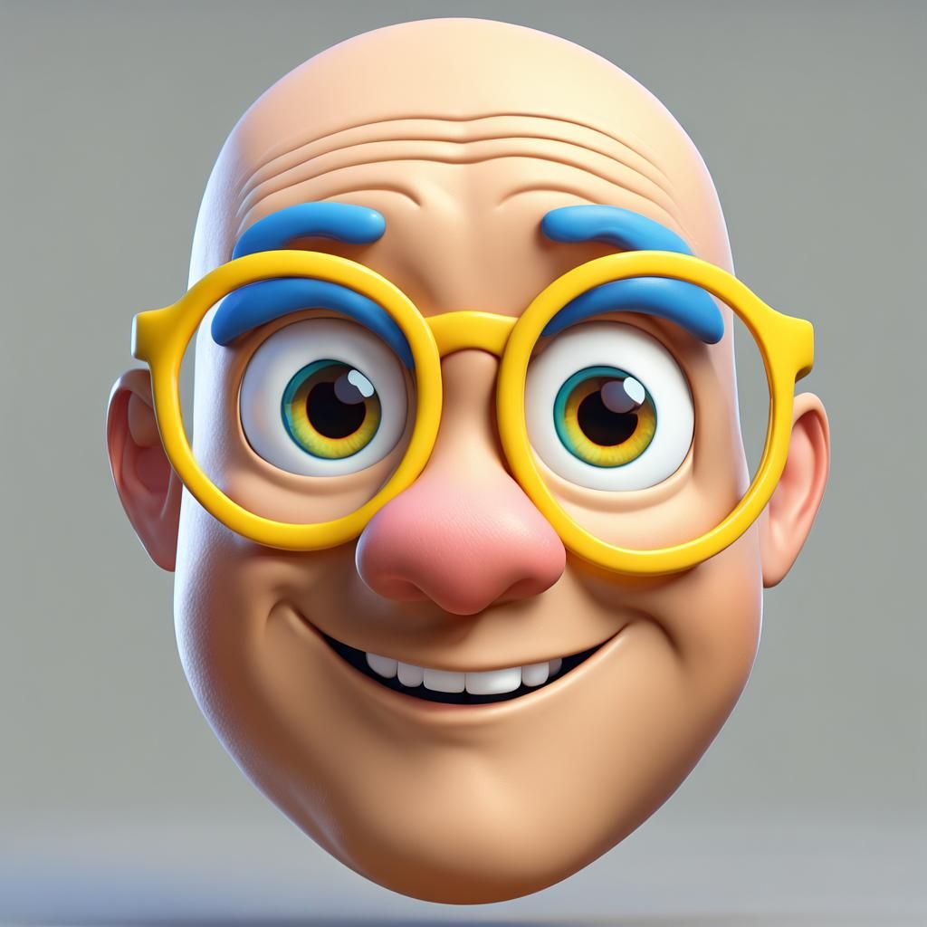 internet avatar head only bald rounded head cartoon 3d bright yellow ...