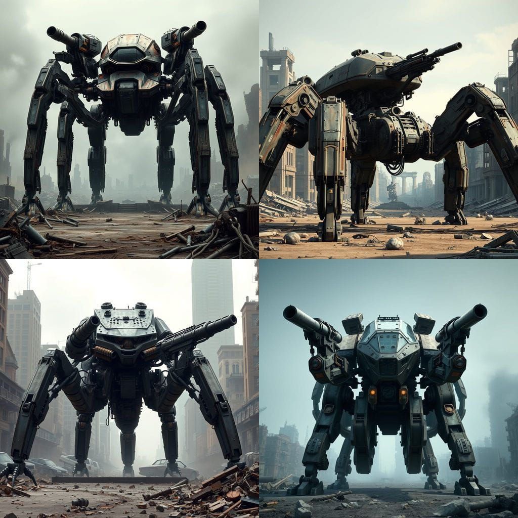 Cybernetic Spider Robot in a Post-Apocalyptic City... - AI Art