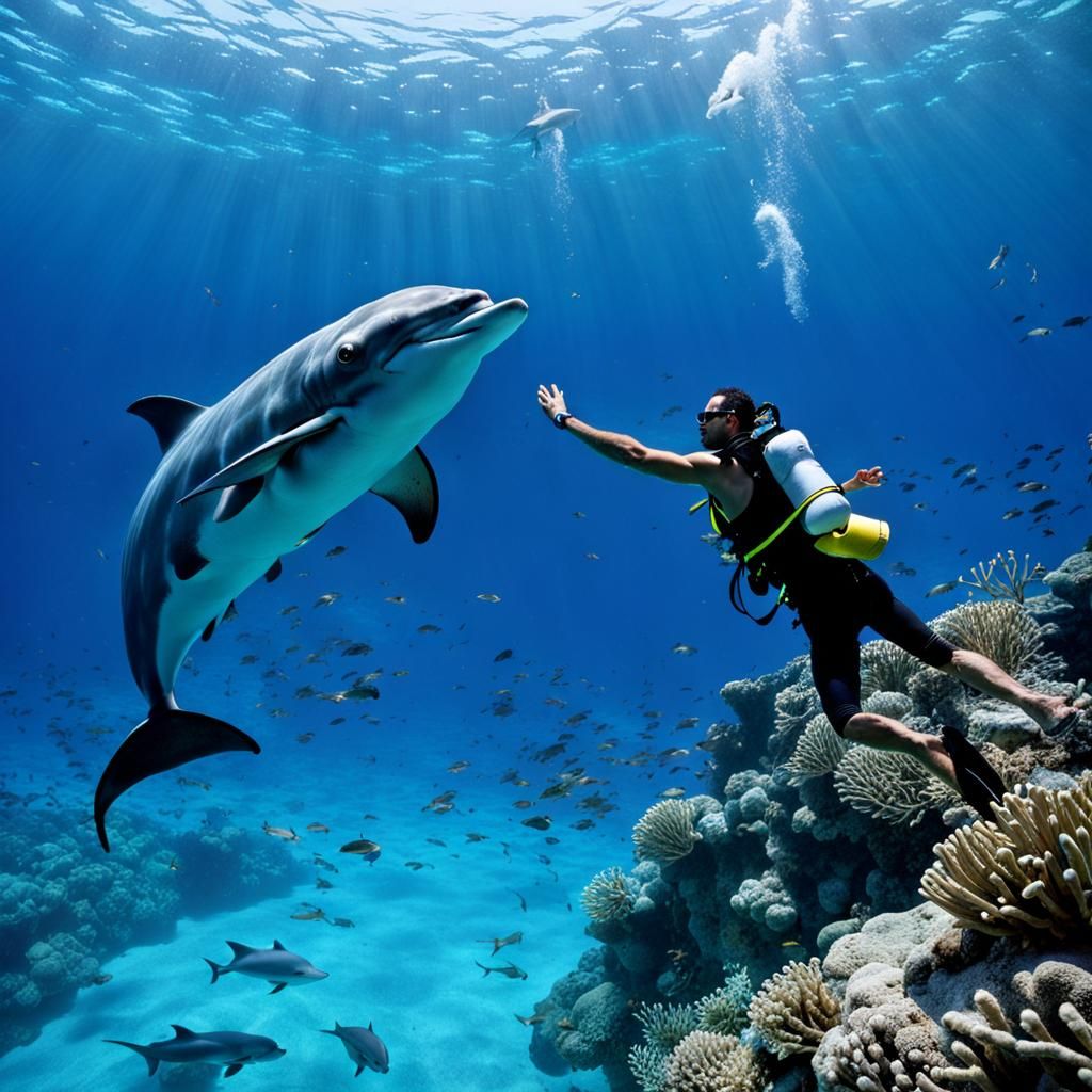 Dolphin diving - AI Generated Artwork - NightCafe Creator