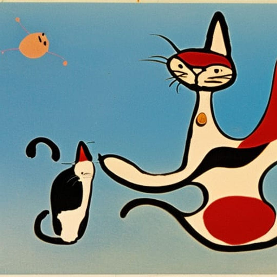 Dali cat loves Miro cat - AI Generated Artwork - NightCafe Creator