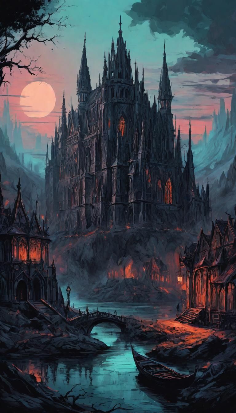 detailed matte painting cool colors oil on canvas gothic art digital ...