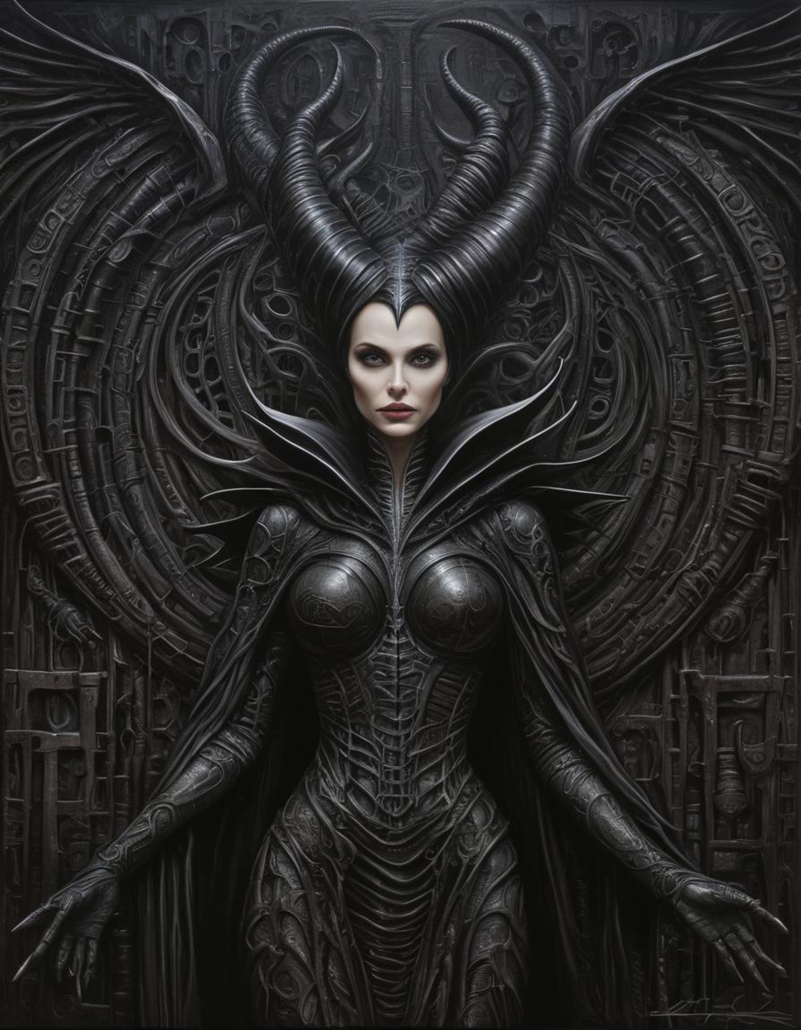 Maleficent by H.R. Giger - AI Generated Artwork - NightCafe Creator