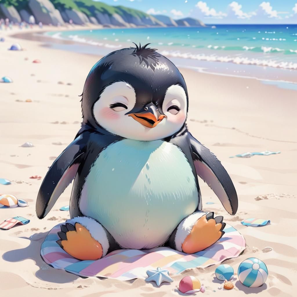Cutest Penguin relaxing on the beach - AI Generated Artwork - NightCafe ...
