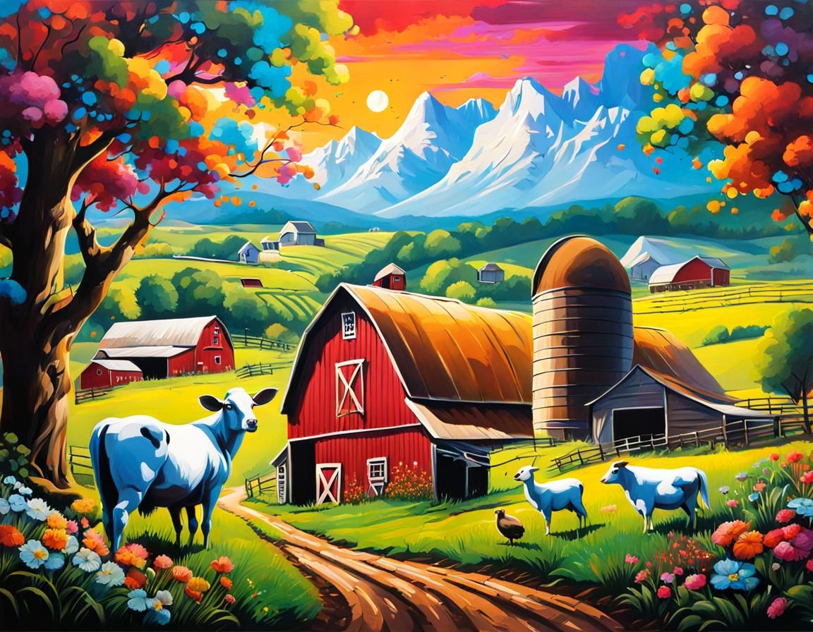 Bucolic farm life scene with animals - AI Generated Artwork - NightCafe ...