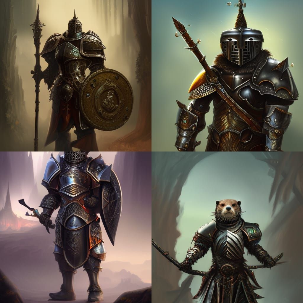 otter wearing gothic knight armor no helmet - AI Generated Artwork ...