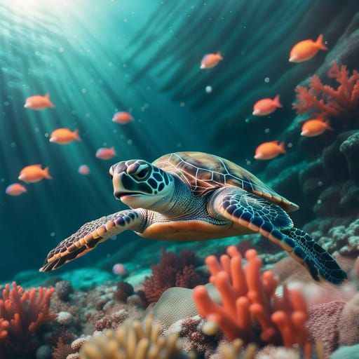 Sea turtle - AI Generated Artwork - NightCafe Creator
