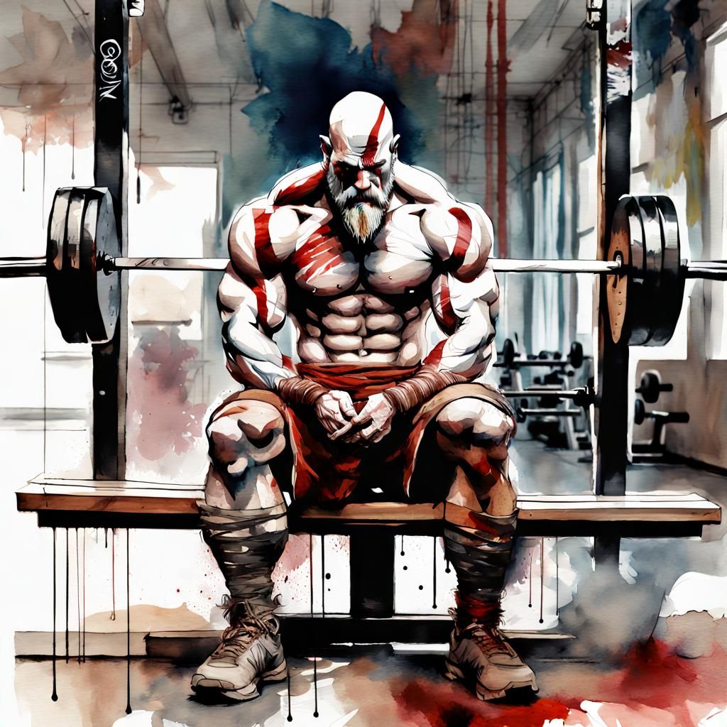 Kratos at the gym - AI Generated Artwork - NightCafe Creator