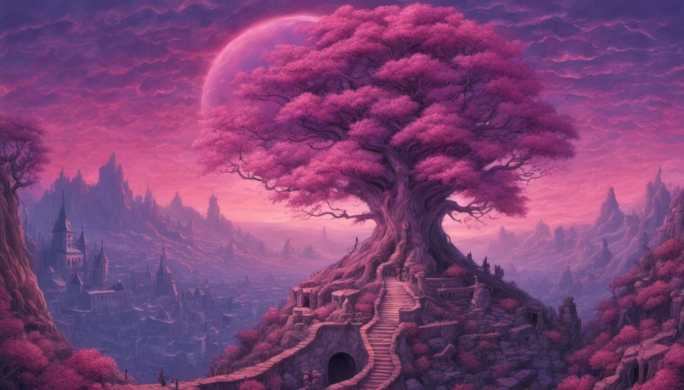 Master Tree With Town View - AI Generated Artwork - NightCafe Creator