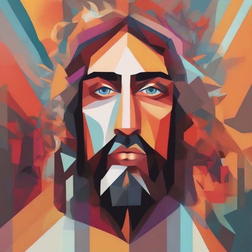 Cubist Portrait of Islamic Jesus with Crown of Tho... - AI Art