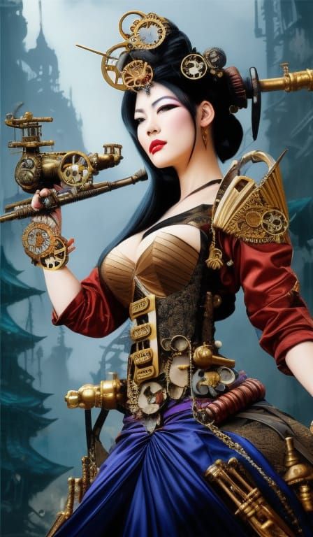 steampunk geisha - AI Generated Artwork - NightCafe Creator