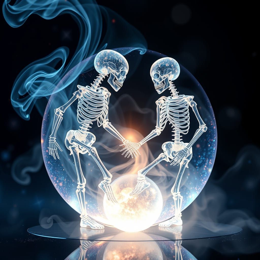Skeletons - Crystal Yin-Yang Skeletons in Luminous Opalescen...