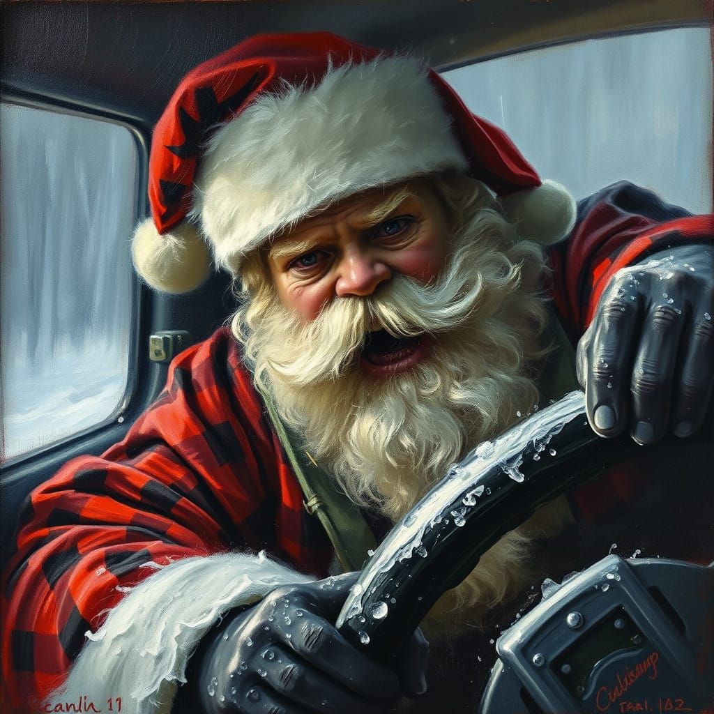 Surreal Horror Santa Claus in a Haunting Oil Paint... - AI Art