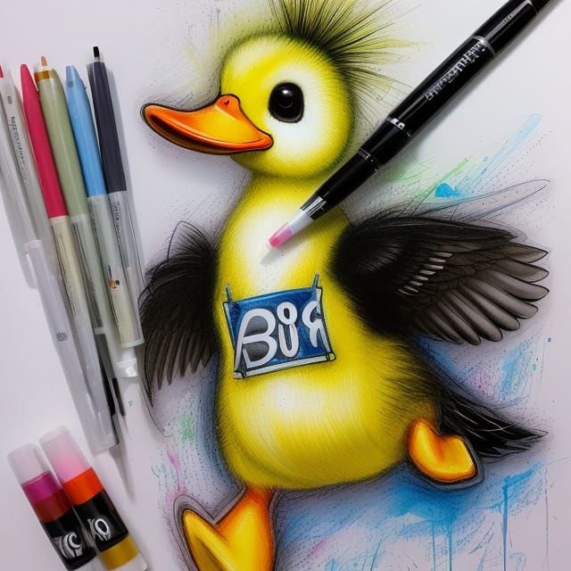 Dancing Duckling: Marker Pen and Airbrush Art - AI Art