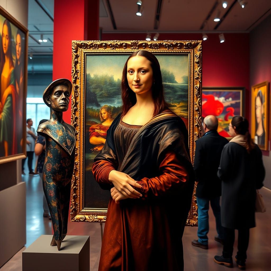 Masterpiece Monday - The Mona Lisa in a Modern Art Gallery