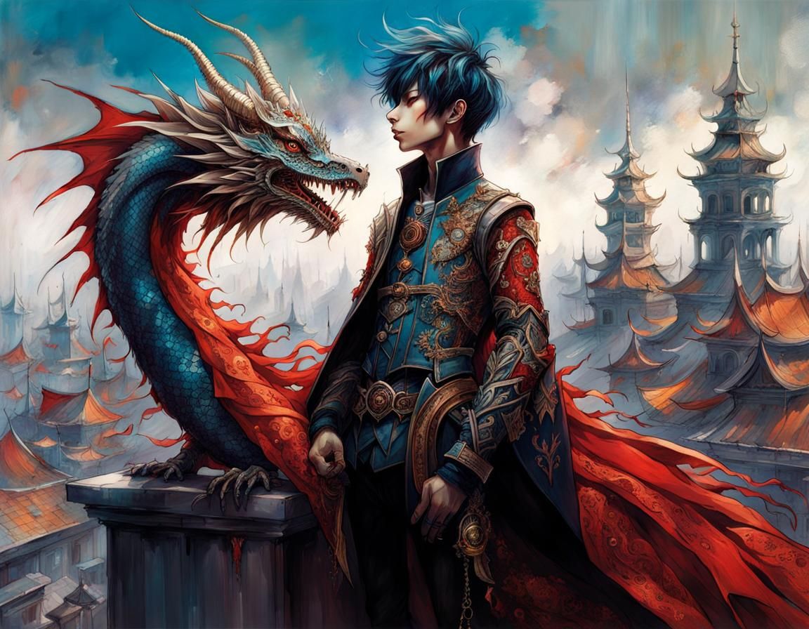 A magical-boy and his dragon - AI Generated Artwork - NightCafe Creator