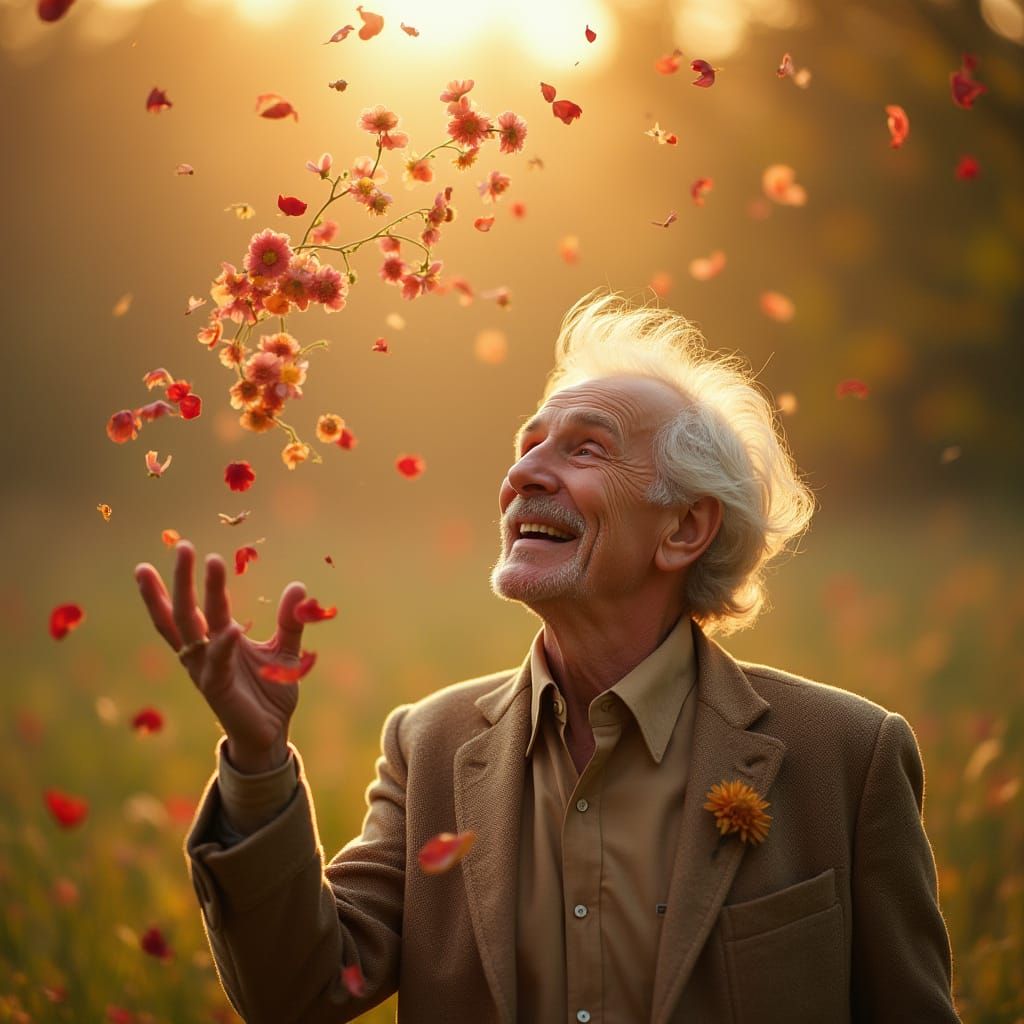 Warm Smile of a Gentle Flower Thrower - AI Art