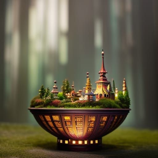 Village in a Magic Bowl - AI Generated Artwork - NightCafe Creator