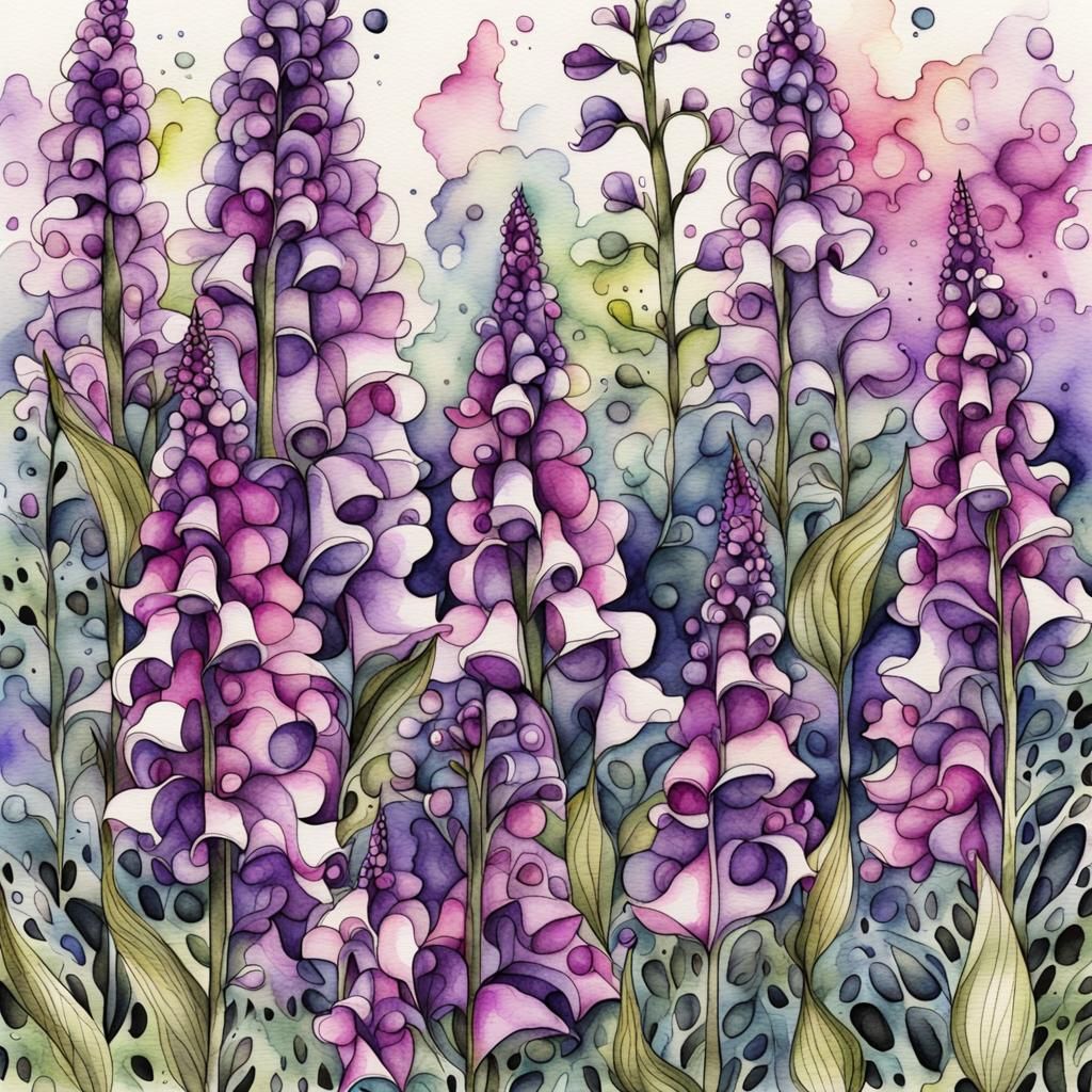 Foxglove watercolour - AI Generated Artwork - NightCafe Creator