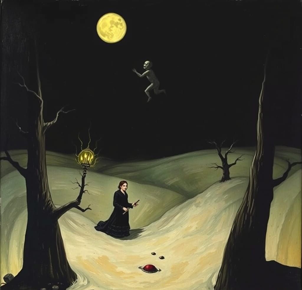 Surreal Horror Landscape in Expressionist Style - AI Art