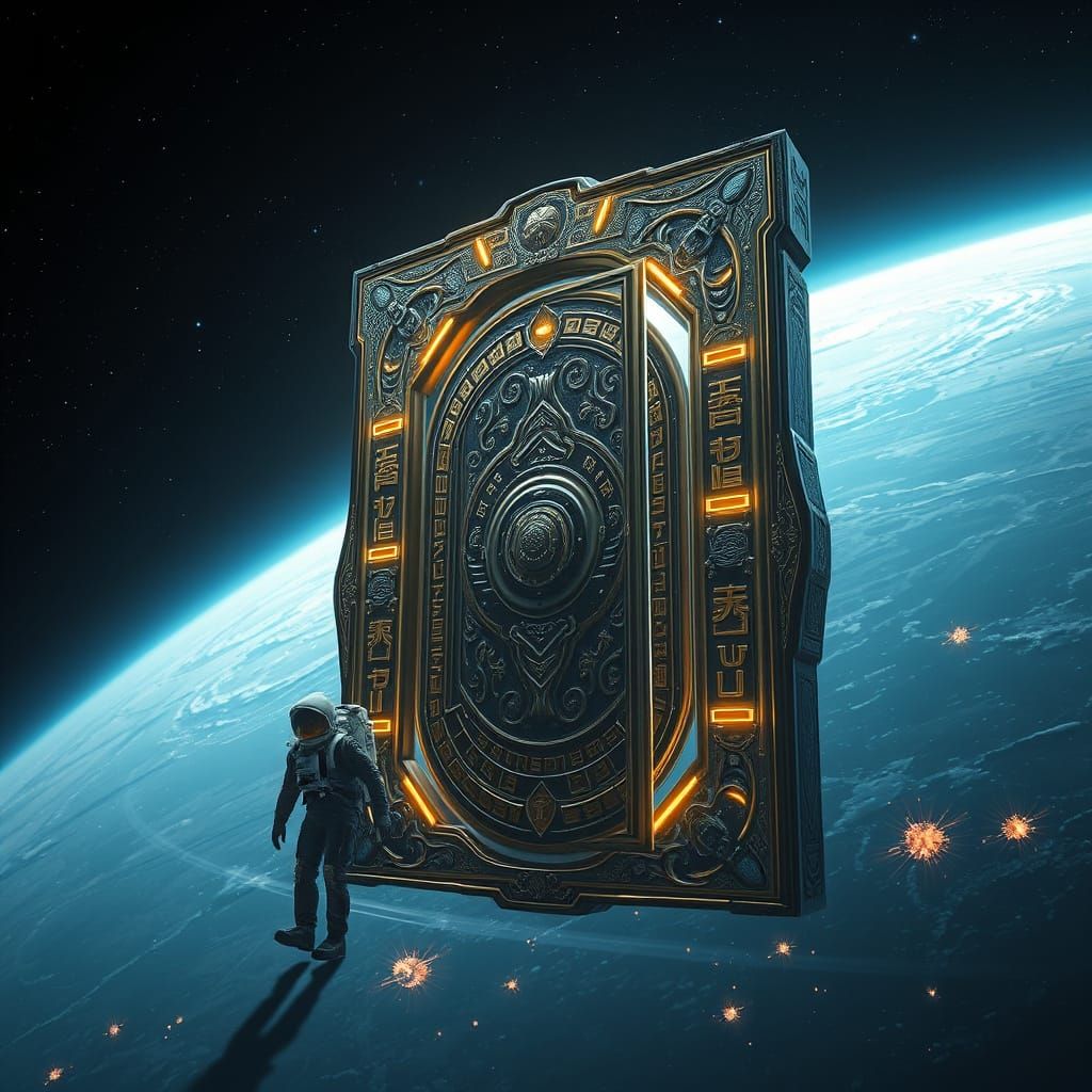 door - Astronaut Finds Ornate Door in Deep Space