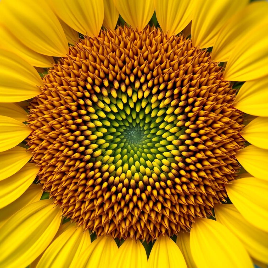 Natural Geometry - Intricate Sunflower Geometry in Vibrant C...