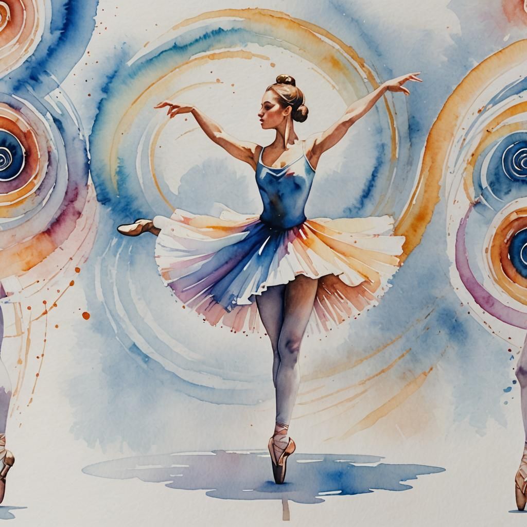 Ballet Watercolor Circles - AI Generated Artwork - NightCafe Creator