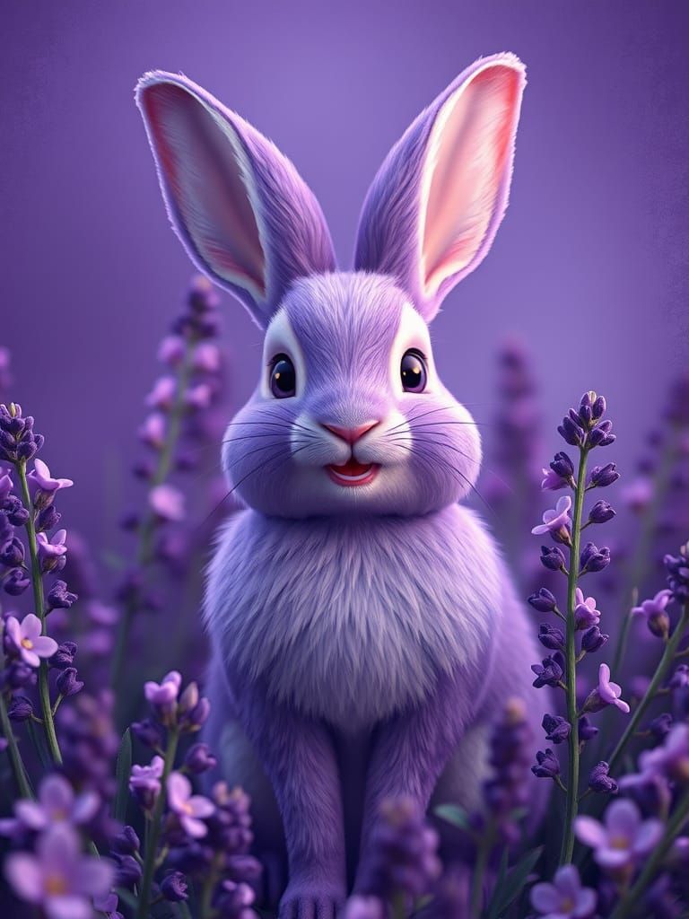 Purple Bunny - Enchanting Purple Rabbit in Whimsical Wonderl...