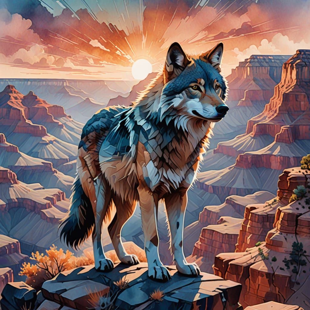 Wolf stylised at the canyon - Wolf stylised at the canyon