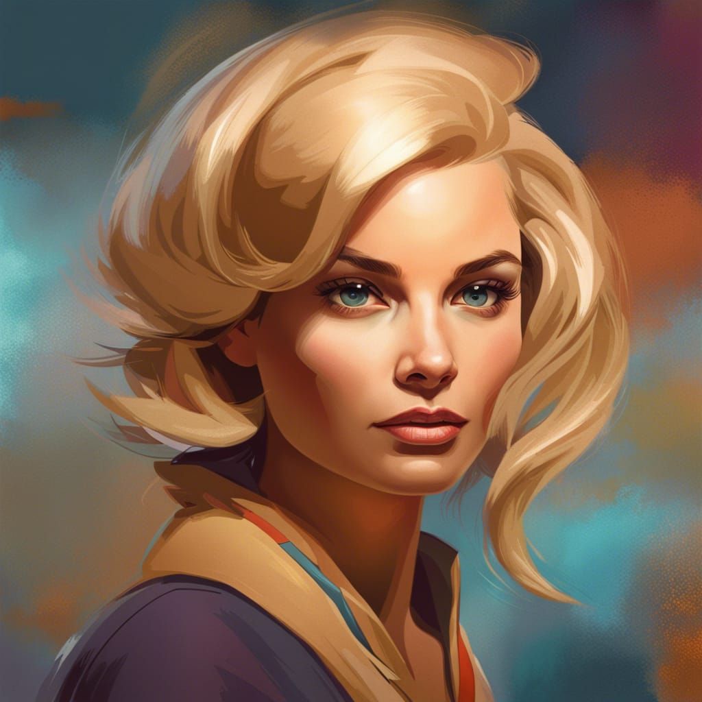 Pan Am actress, blonde, cheekbones, 1963 - AI Generated Artwork ...