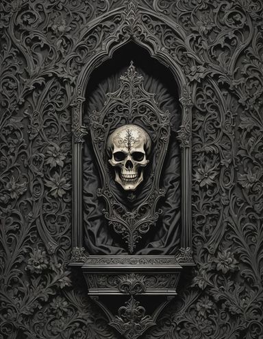 gothic all-black damask coffin open casket victorian dead funeral art ...