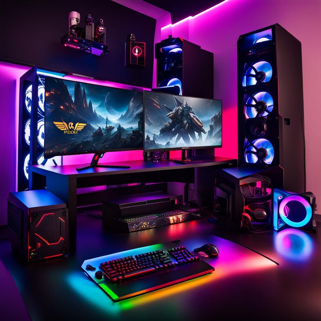 Gaming PC Setup, Ready to Go! - AI Generated Artwork - NightCafe Creator