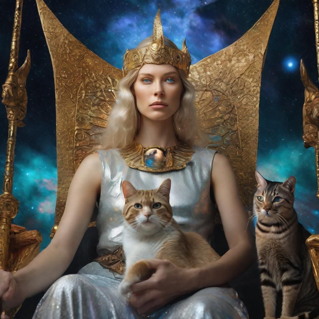 The goddess Freya in a chariot drawn by her two powerful cats. 8k ...