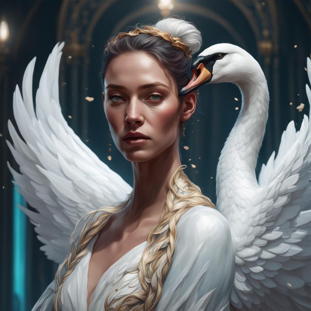 A person slowly transforms into a swan - AI Generated Artwork ...