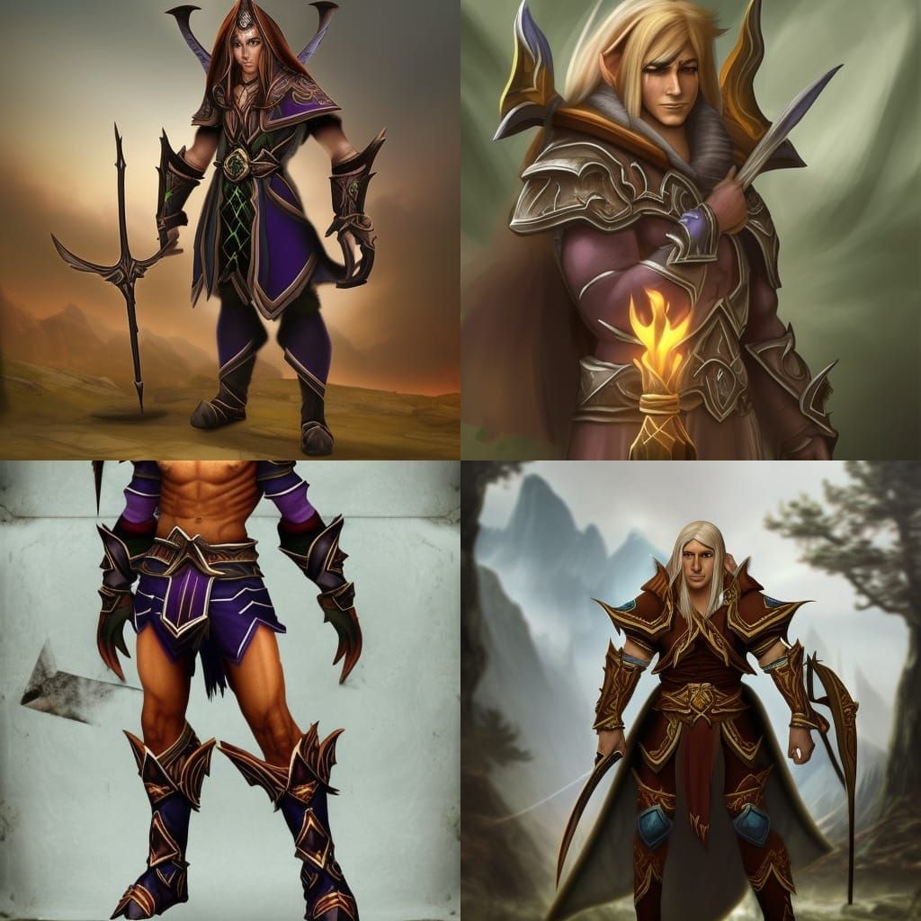 do a picture of a Male Elf from world of warcraft. Have it be an elf ...