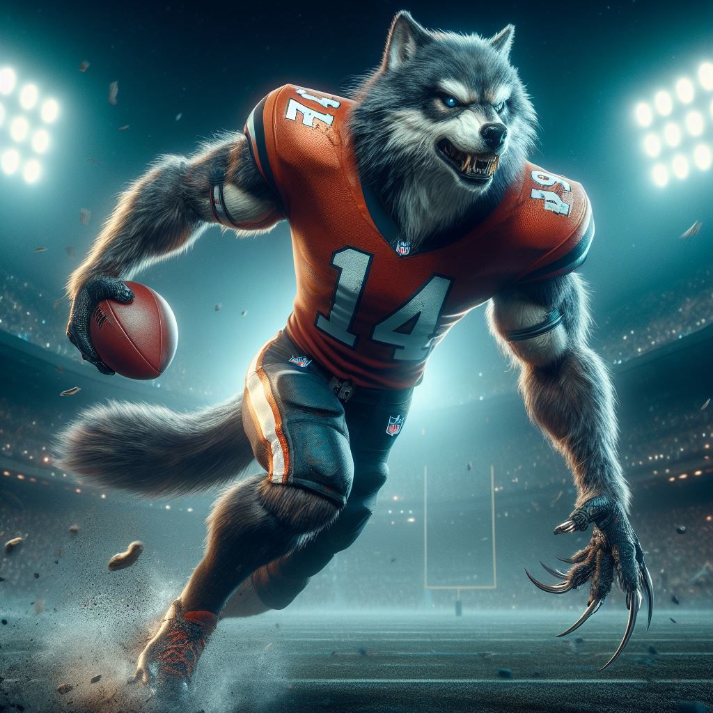 NFL animals: Wolf as running back - AI Generated Artwork - NightCafe ...