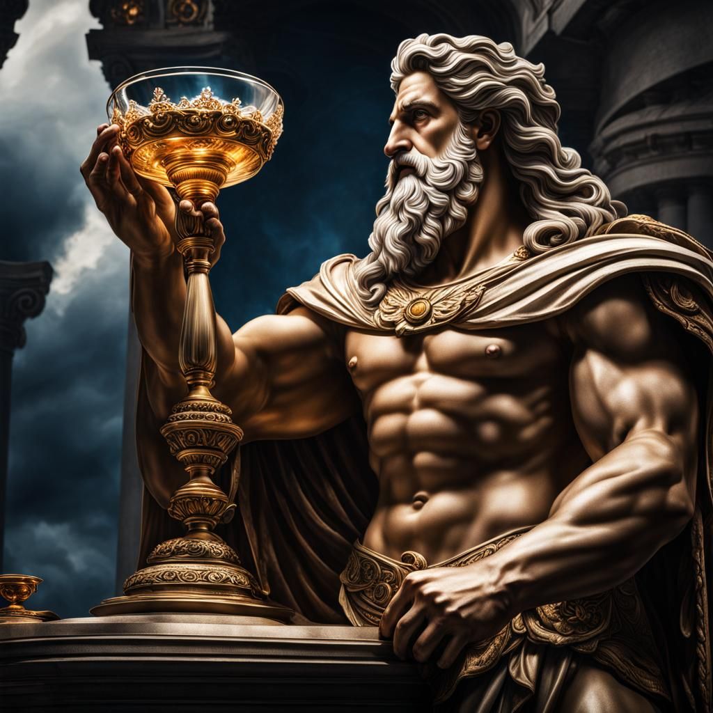 Hyperrealistic Zeus offering you the drink of life - AI Generated ...