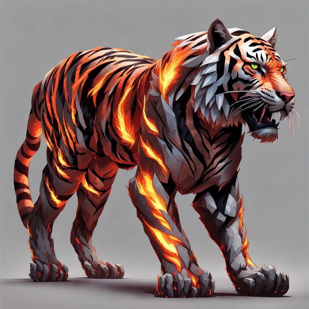 tiger made out of fire - AI Generated Artwork - NightCafe Creator