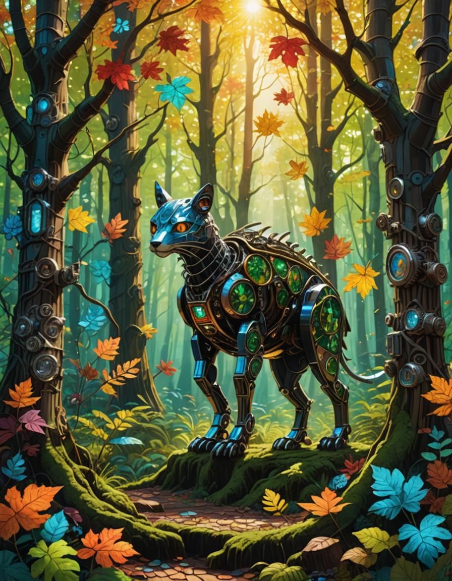 Technicolor Forest: The Fusion of Nature and Machine - AI Generated ...