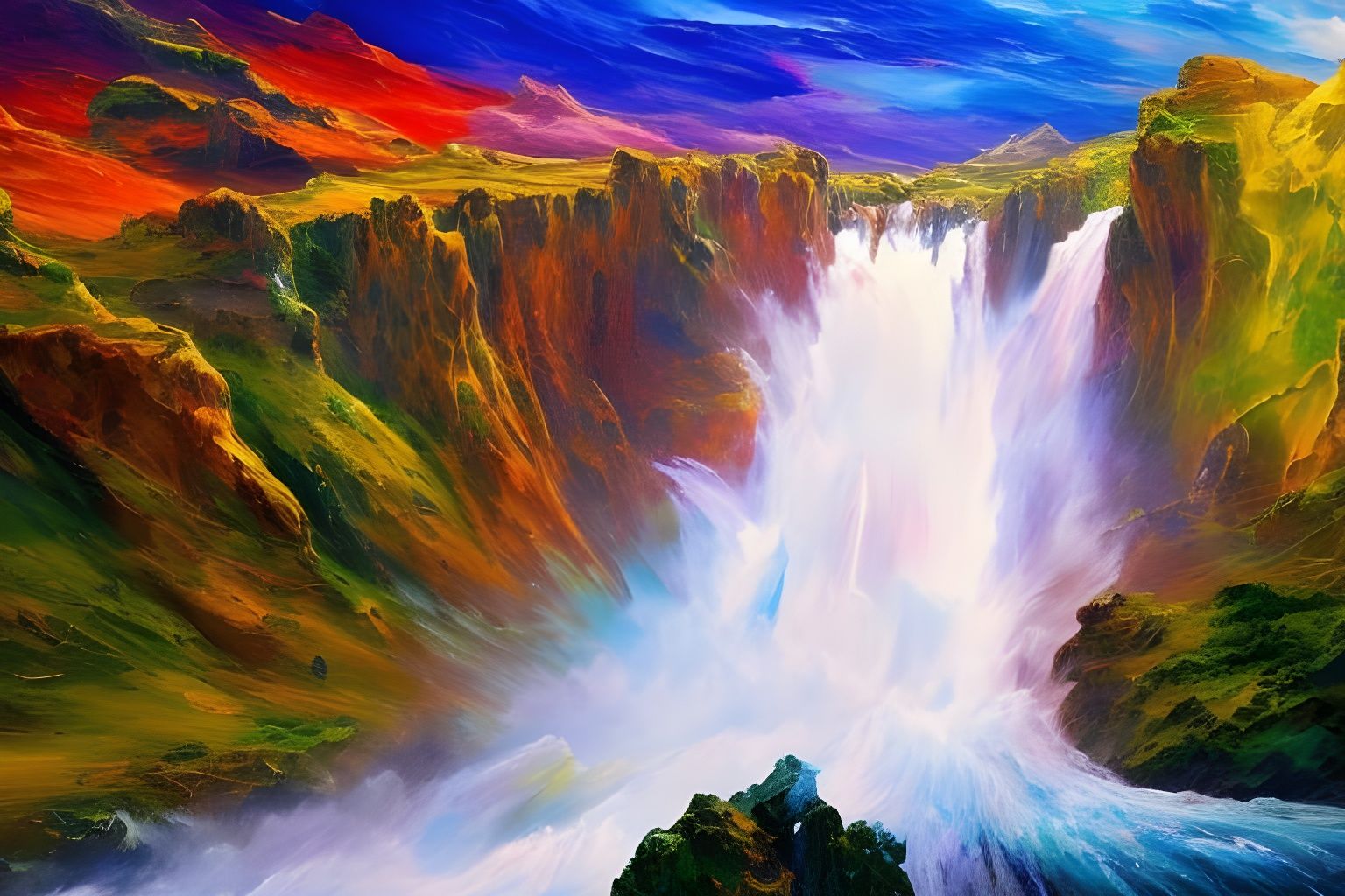 Epic Waterfall (II) - AI Generated Artwork - NightCafe Creator