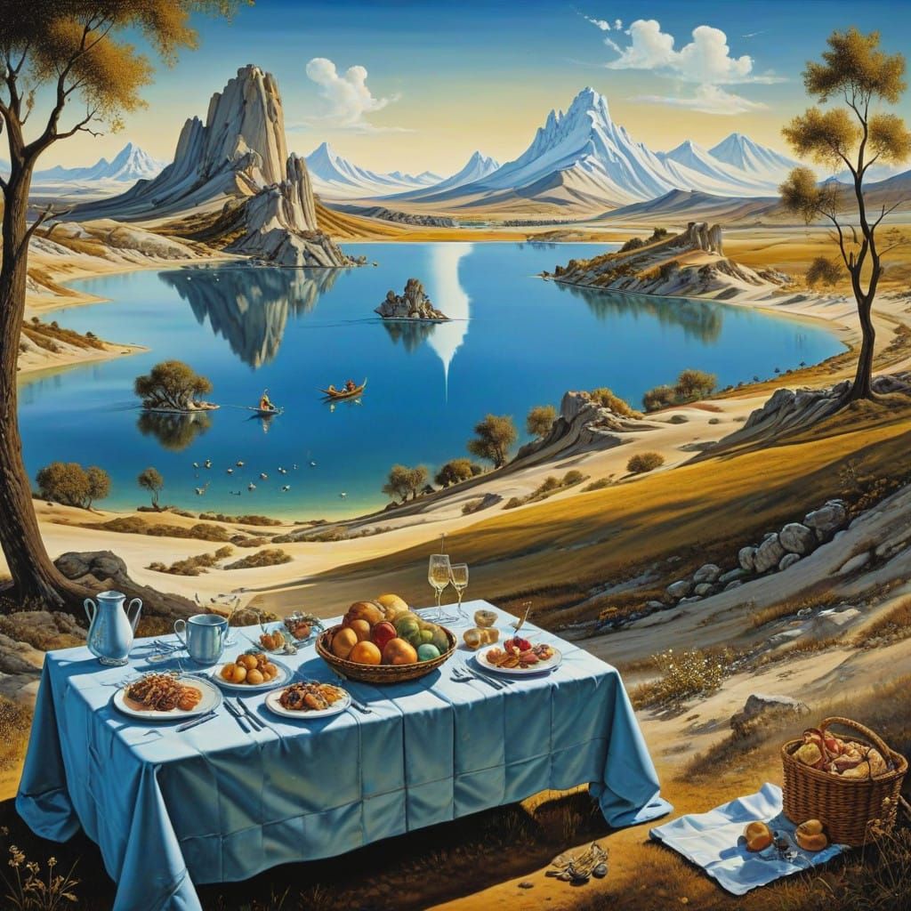 Dreamlike Summer Landscape in Metaphysical Style - AI Art