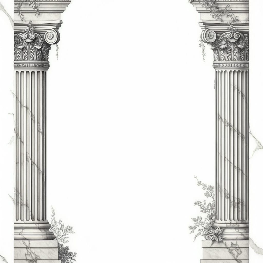 Refined Classical Column Border in Elegant Line Ar... - AI Art