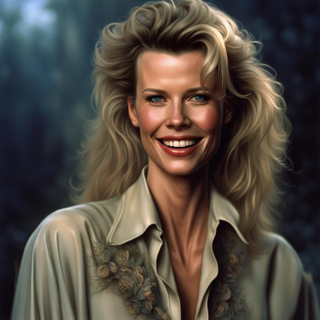 the smiling face of Kim Basinger, photographed in 1987 - AI Generated ...