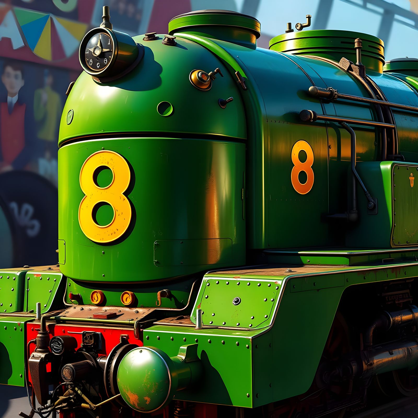 Green tank engine number 8 is Duck - Vibrant Green Tank Engi...