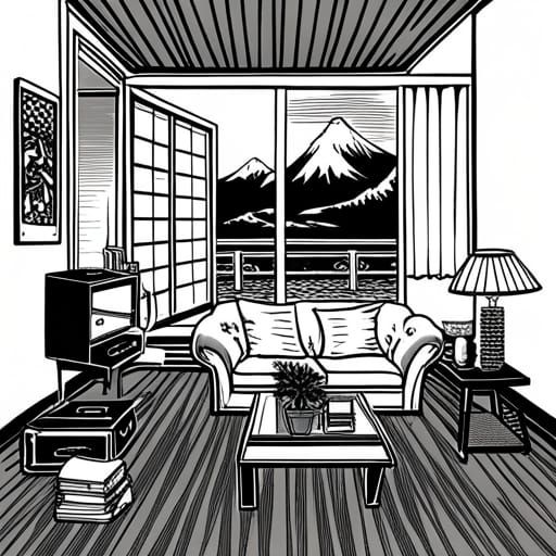 Japanese Room coloring book - AI Generated Artwork - NightCafe Creator