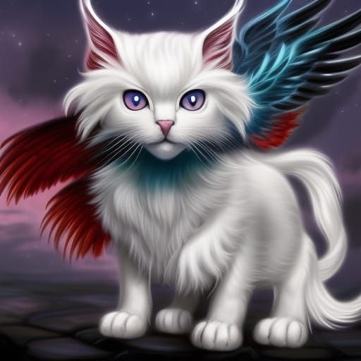 [mythical white cat phoenix ] [white cat as a phoenix] a masterpiece ...