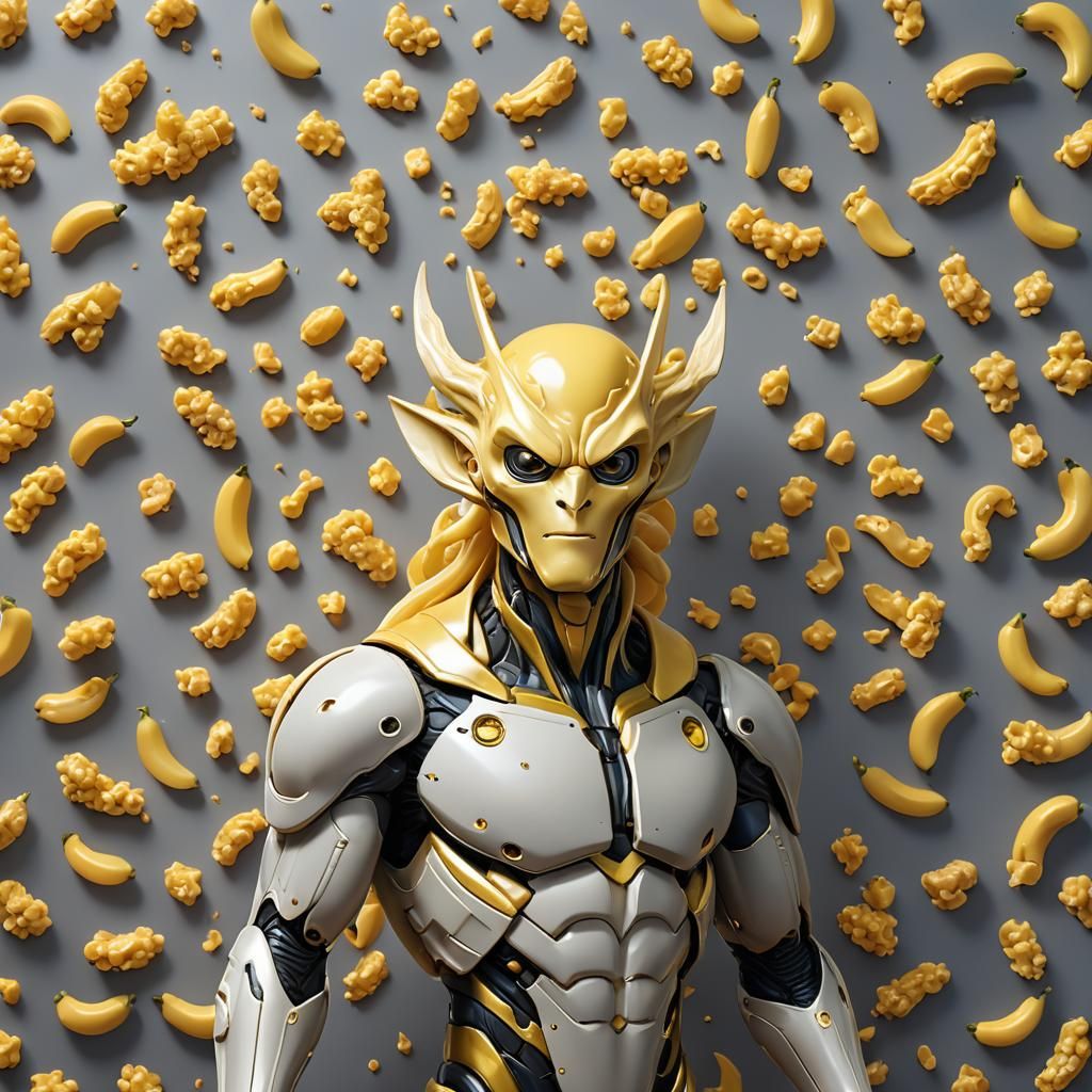 Macaroni and Cheese Bananas Superhero Alien - AI Generated Artwork ...
