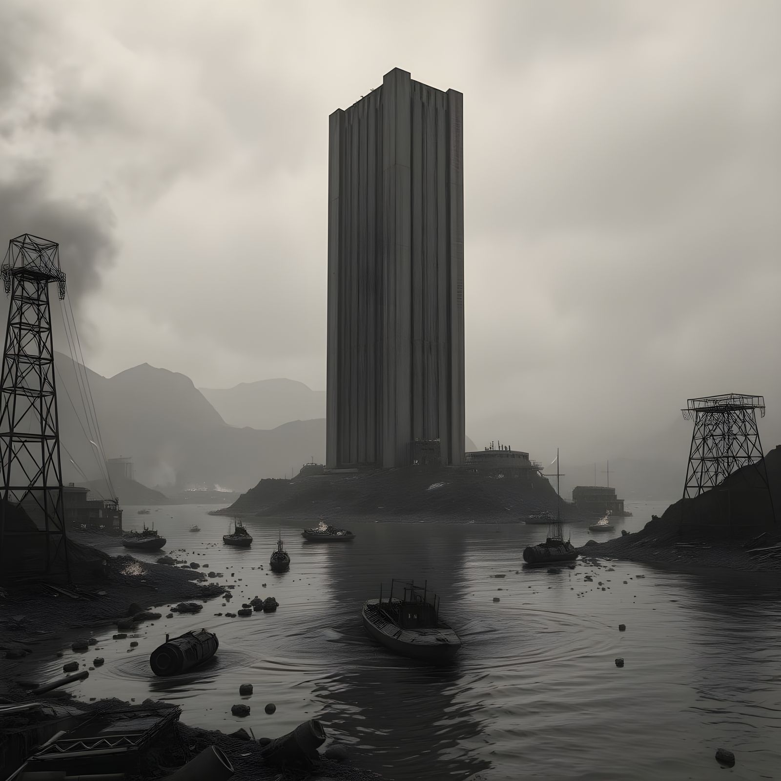 "The Prison Skyscraper..Storm, Fire and Bomb Proof" Large 50 story tall ...