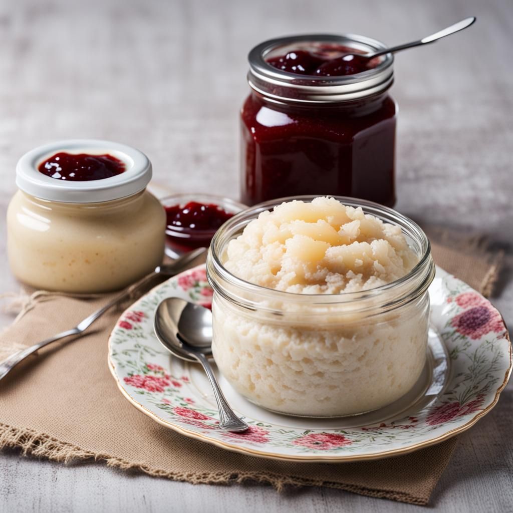 home made rice pudding, with a jam, my grandmother would make this ...