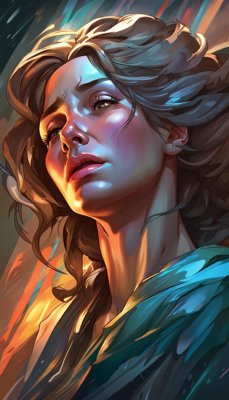 Woman collapsing into tears and sorrow. head and shoulders portrait, 8k ...